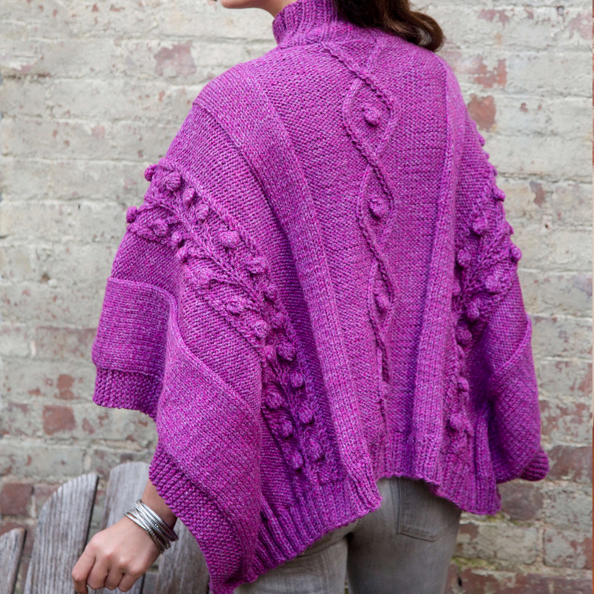 Red Heart Cable And Bobble Poncho | Yarnspirations