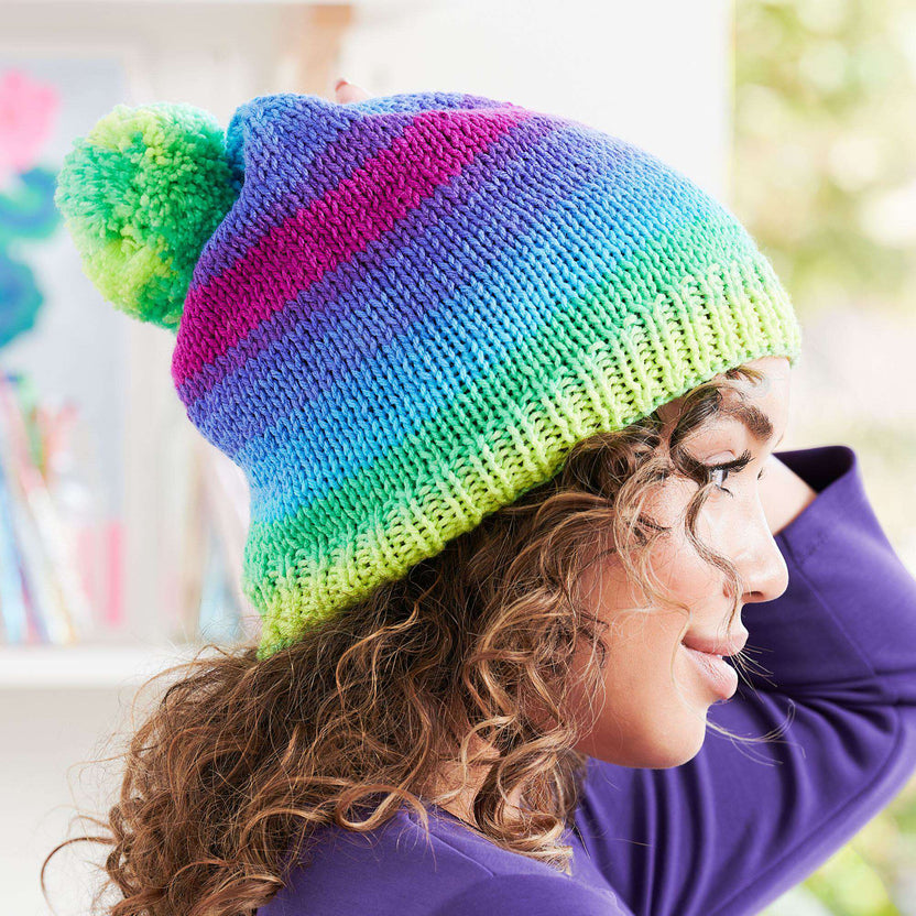 Free Easy Red Heart Stripes Hat Knitting Pattern | Yarnspirations