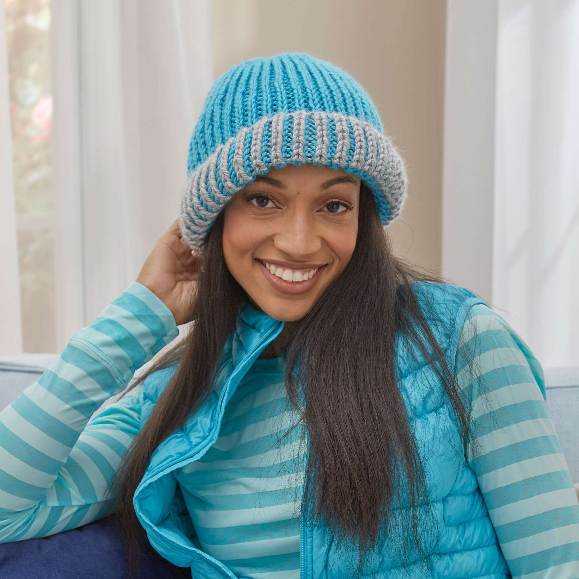 Free Red Heart Brioche Fisherman's Rib Hat Knitting Pattern ...