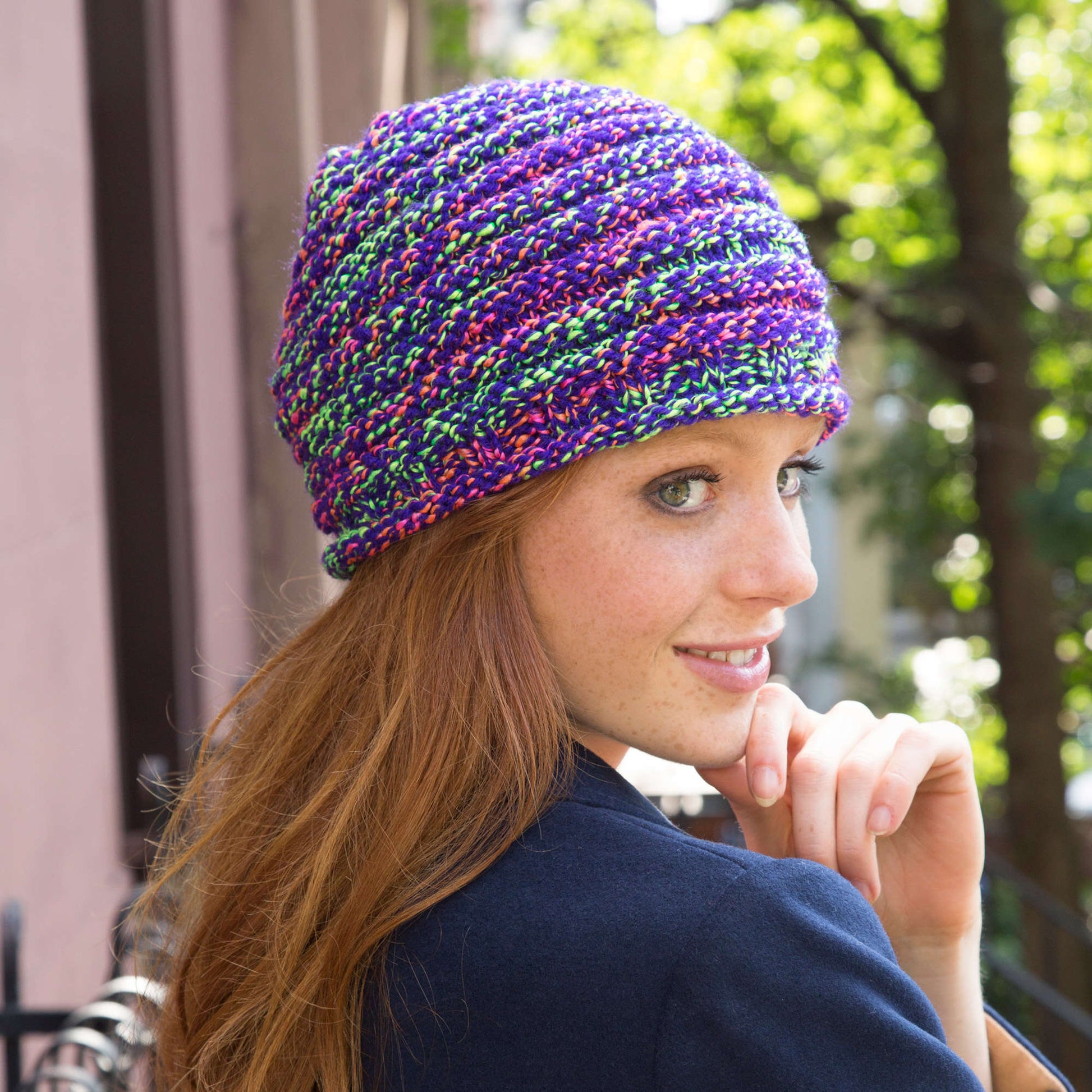 Free Easy Red Heart Bright In-Style Hat Knitting Pattern | Yarnspirations