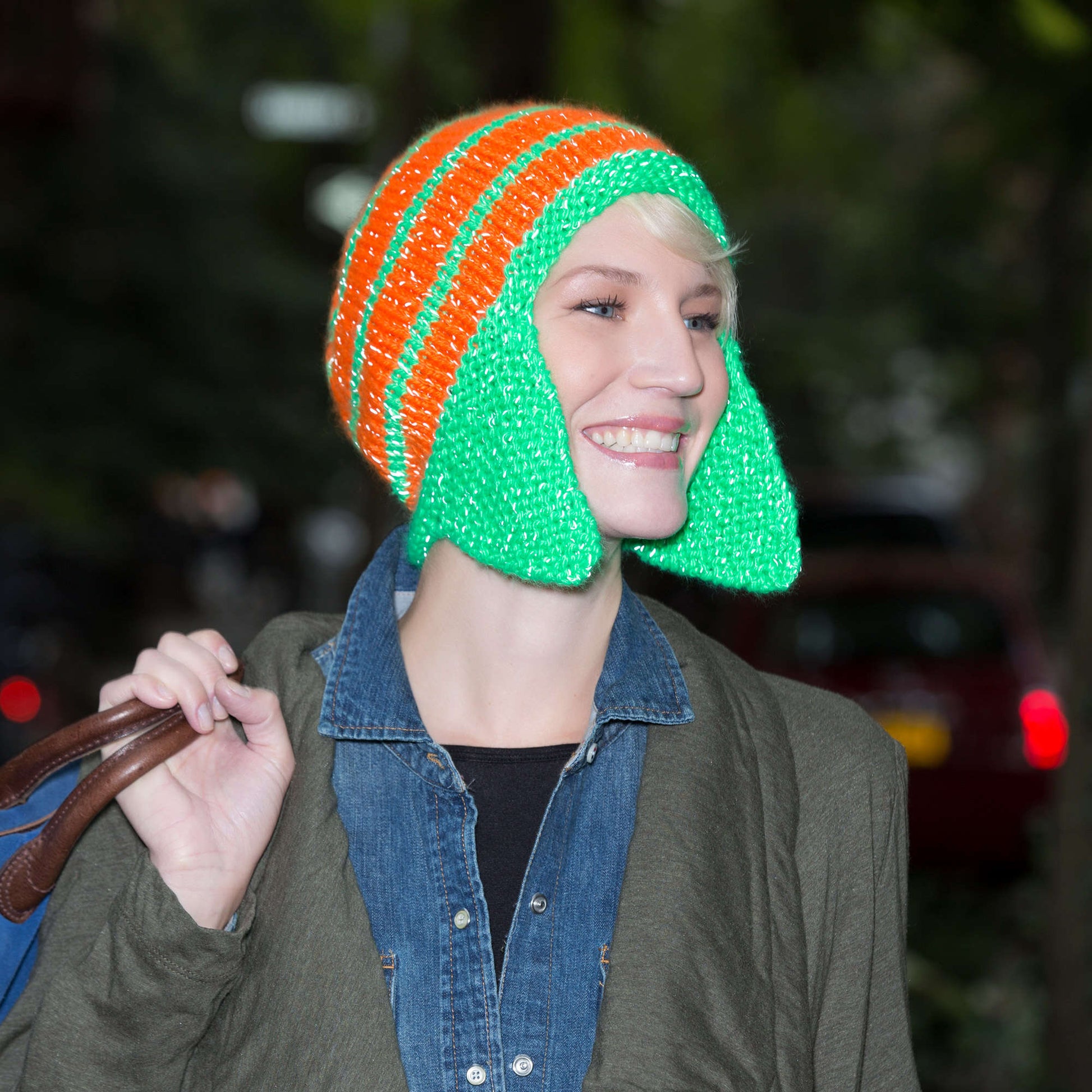 Free Easy Red Heart Flashy Earflap Hat Knitting Pattern | Yarnspirations