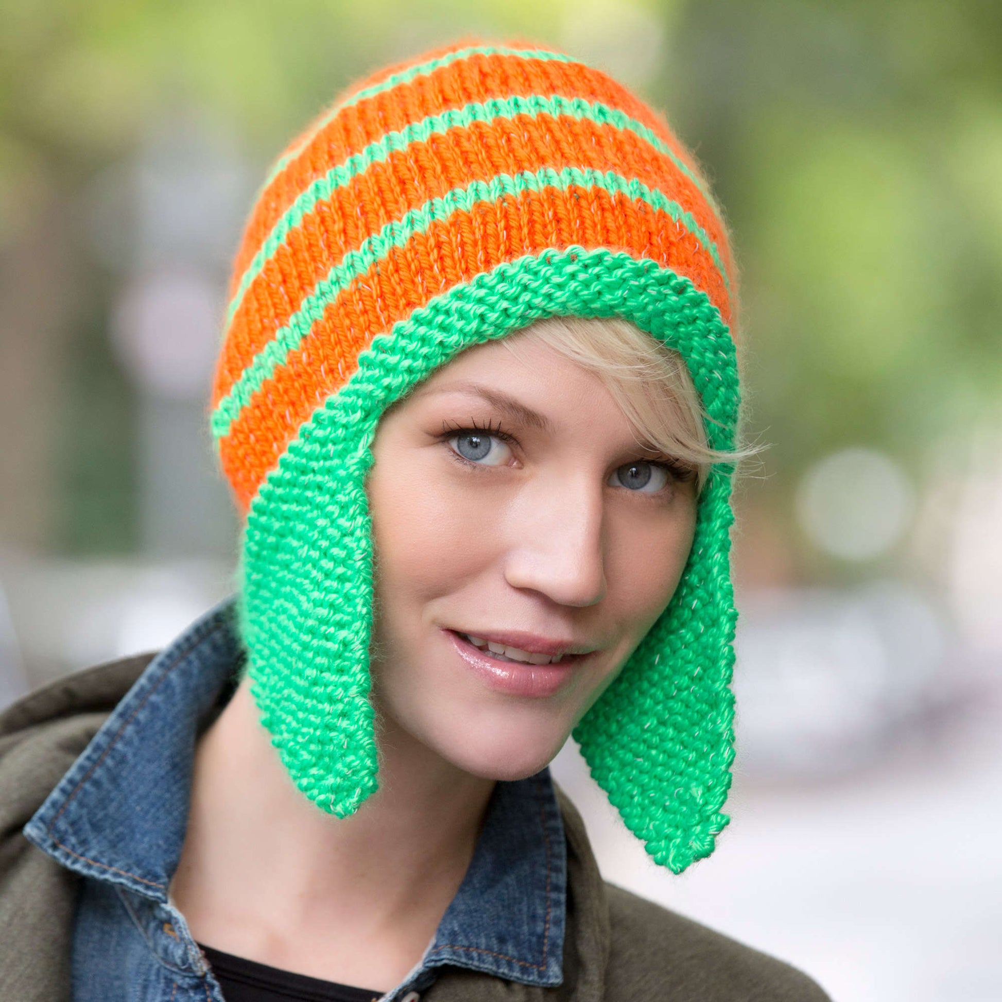 Free Easy Red Heart Flashy Earflap Hat Knitting Pattern | Yarnspirations