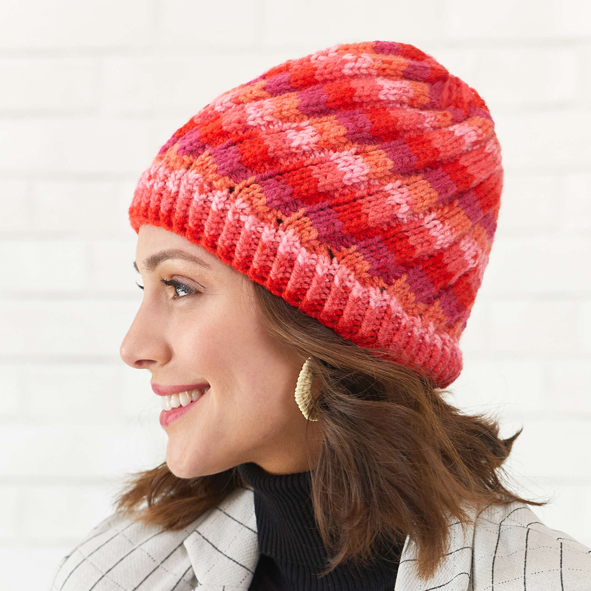 Red Heart Twisted Stripes Hat | Yarnspirations