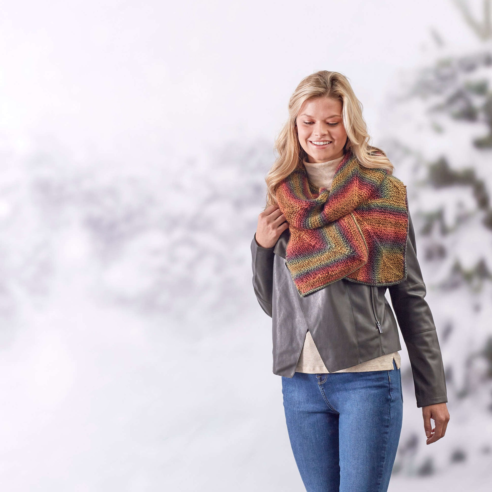 Free Easy Red Heart Amazing Mitered Scarf Knitting Pattern | Yarnspirations