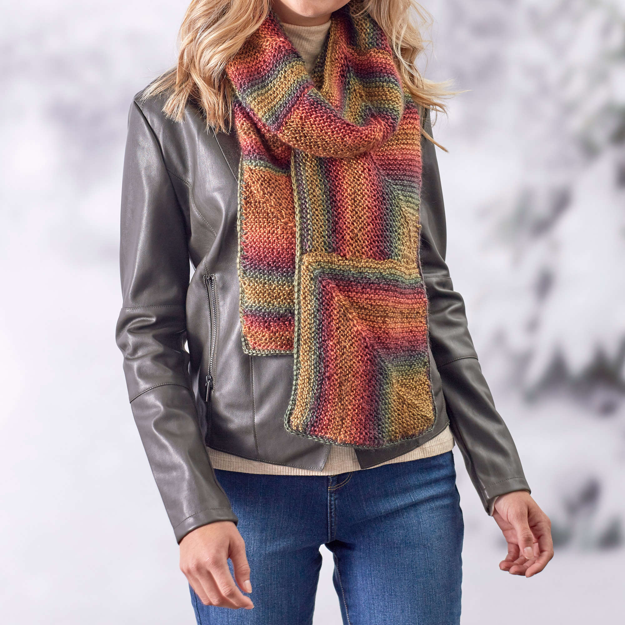 Free Easy Red Heart Amazing Mitered Scarf Knitting Pattern | Yarnspirations