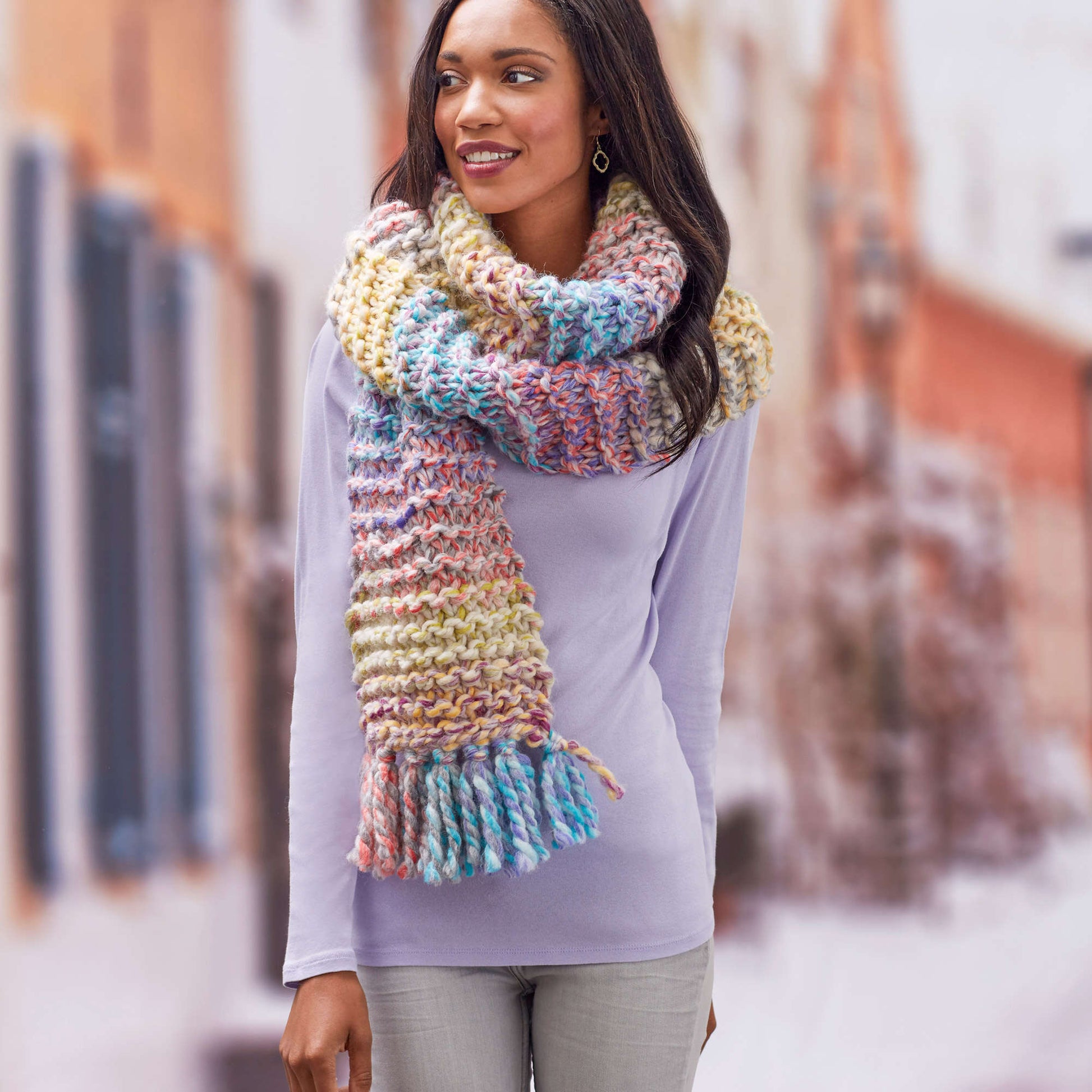 Free Beginner Red Heart Up the Volume Scarf Knitting Pattern ...