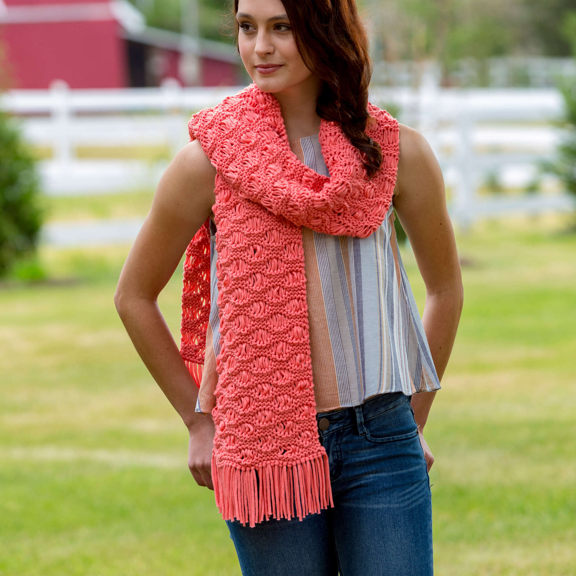 Free Easy Red Heart Wavy Drop-Stitch Scarf Knitting Pattern ...