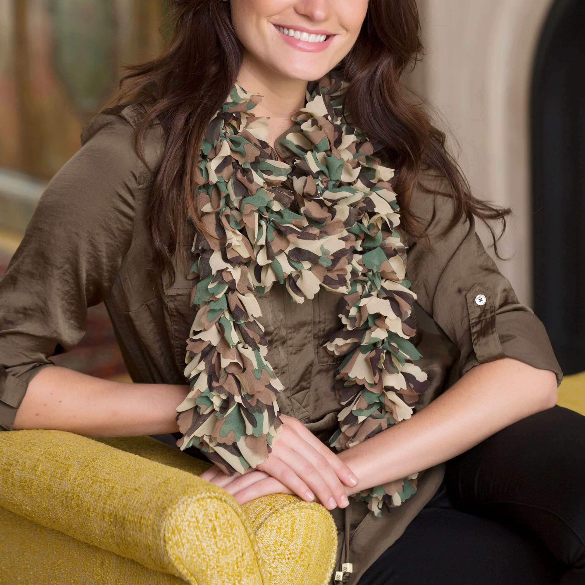 Free Easy Red Heart Ruffled for the Hunt Knitting Pattern | Yarnspirations