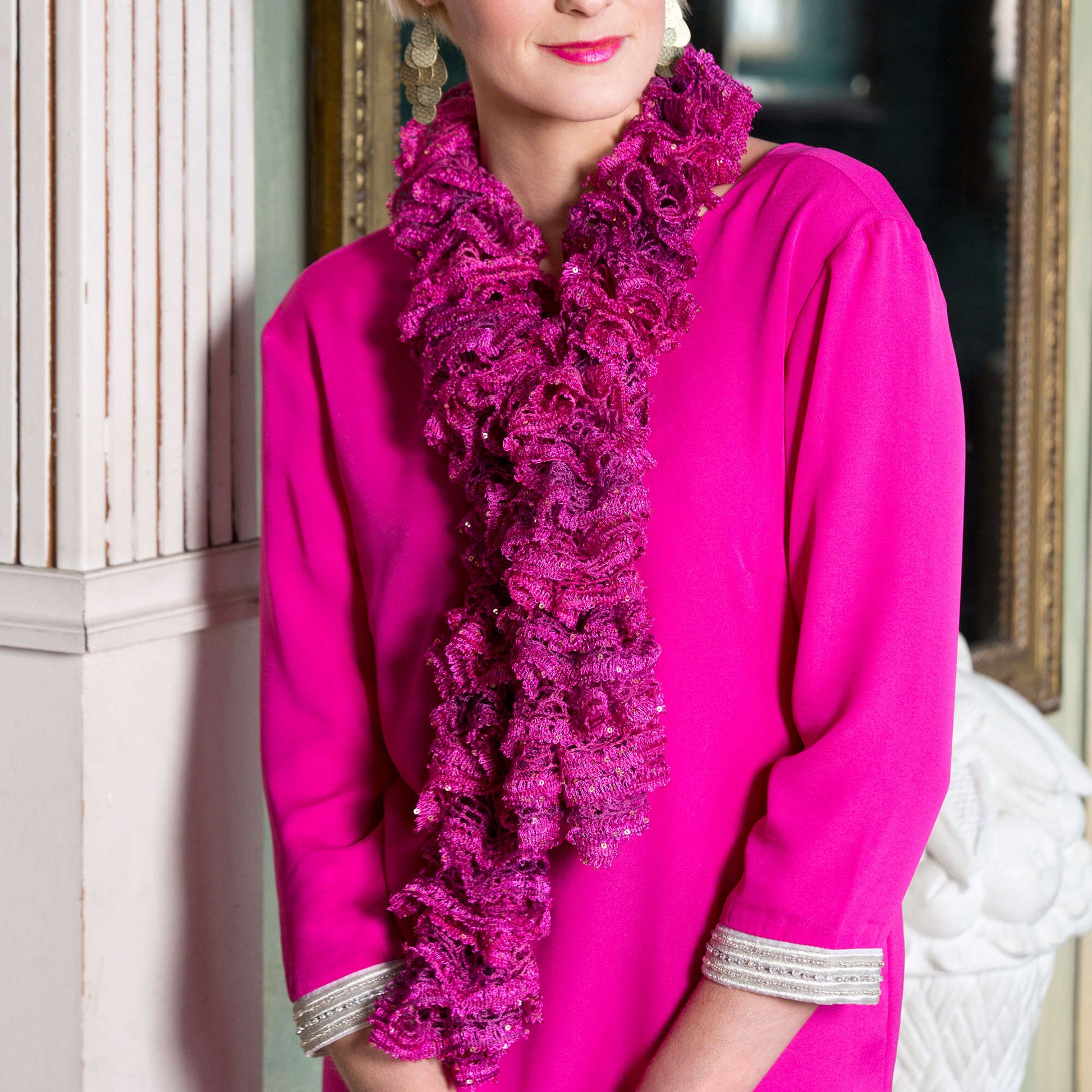 Red Heart Raquel's Ruffle Scarf | Yarnspirations