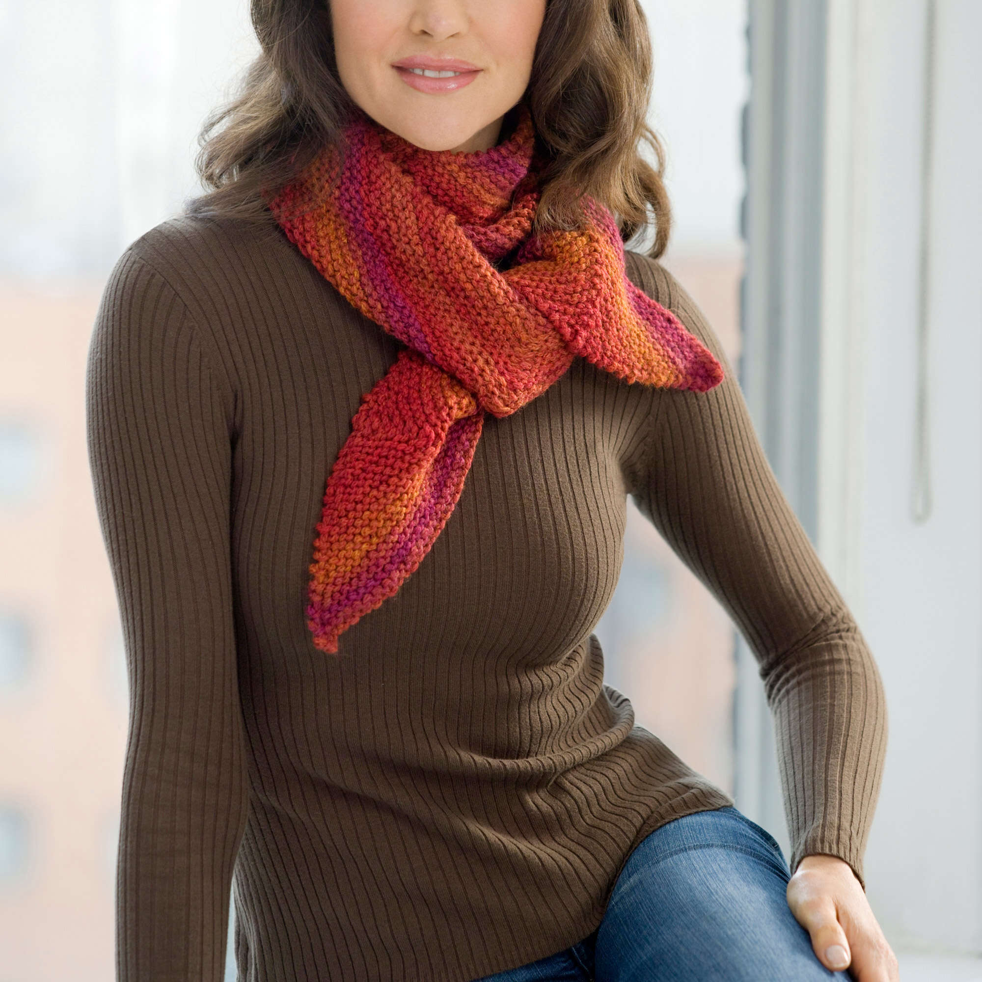Free Easy Red Heart Mitered Scarf Knitting Pattern | Yarnspirations
