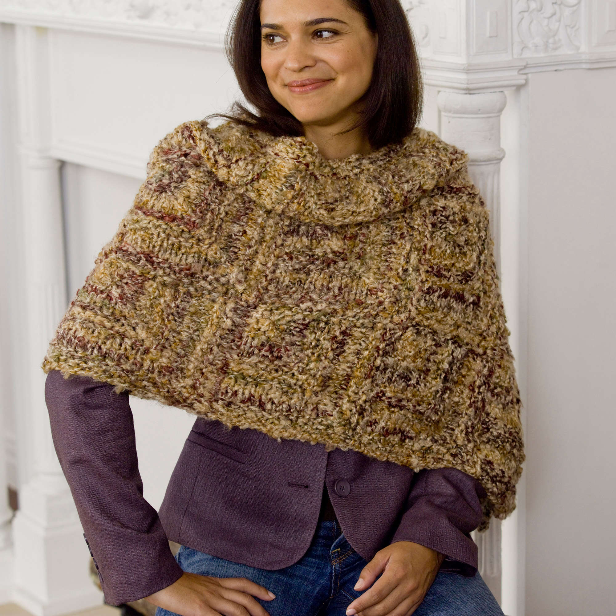 Free Easy Red Heart Mitered Wrap Knitting Pattern | Yarnspirations