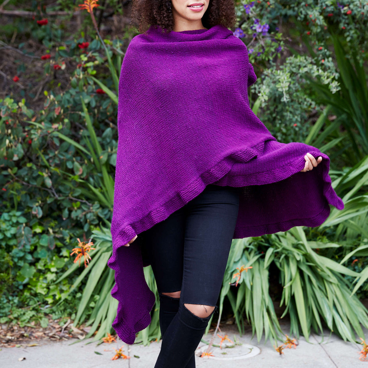 Free Easy Red Heart Effortlessly Chic Ruana Knitting Pattern ...