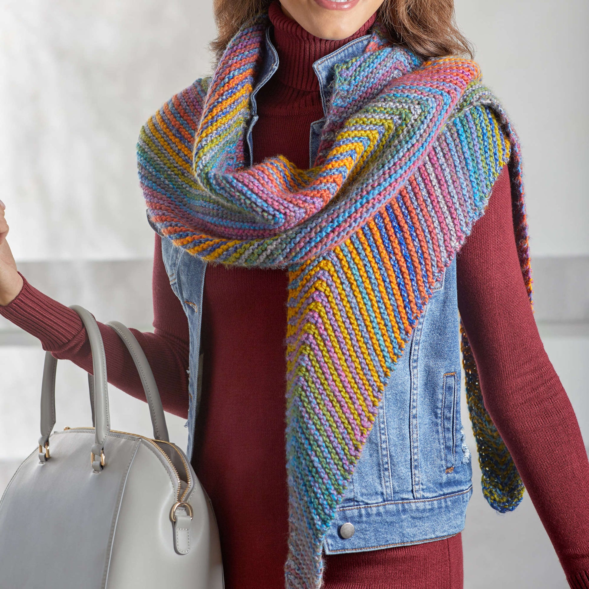 Free Easy Red Heart Cityscape Shawl Knitting Pattern | Yarnspirations