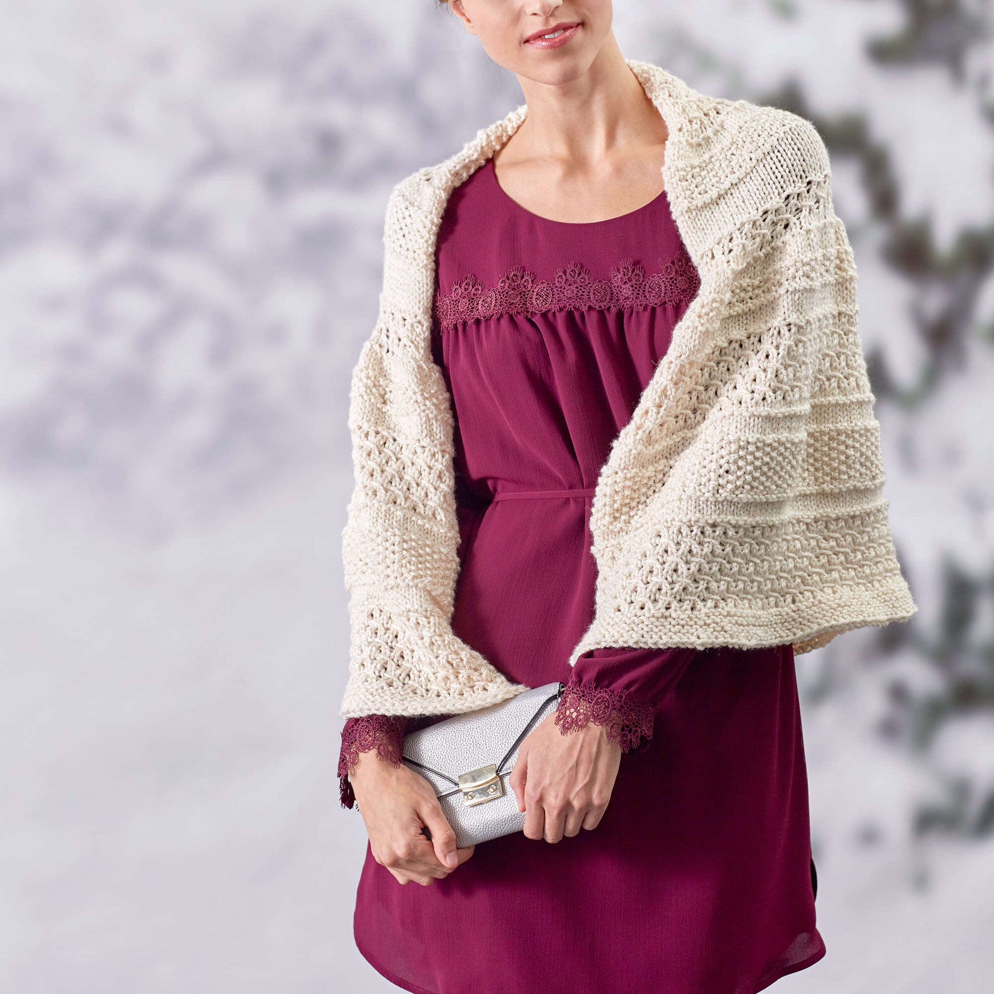 Free Easy Red Heart Winter Trellis Shawl Knitting Pattern | Yarnspirations