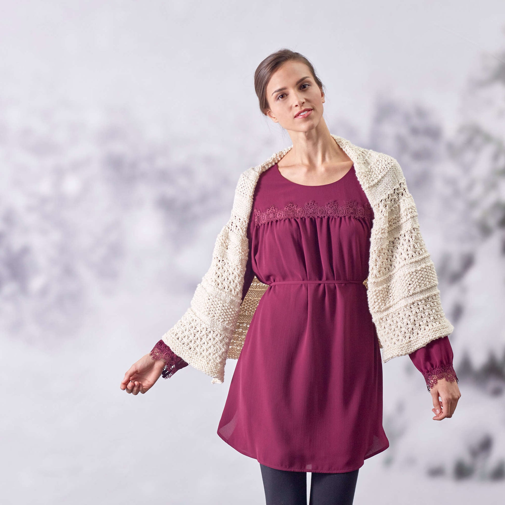 Free Easy Red Heart Winter Trellis Shawl Knitting Pattern | Yarnspirations