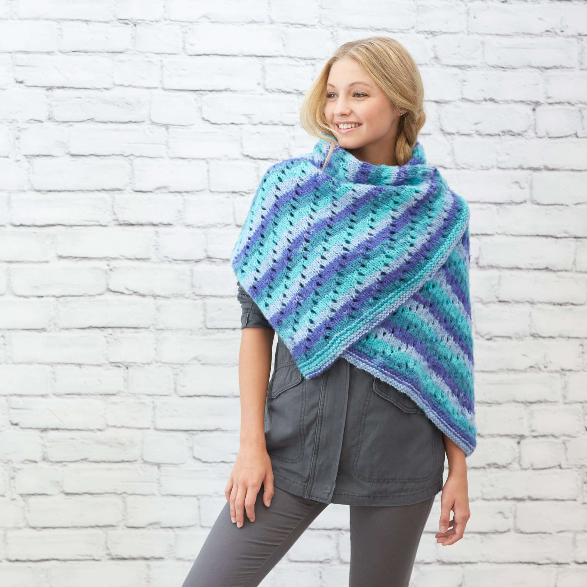 Free Red Heart Pleasing Eyelet Shawl Knitting Pattern | Yarnspirations