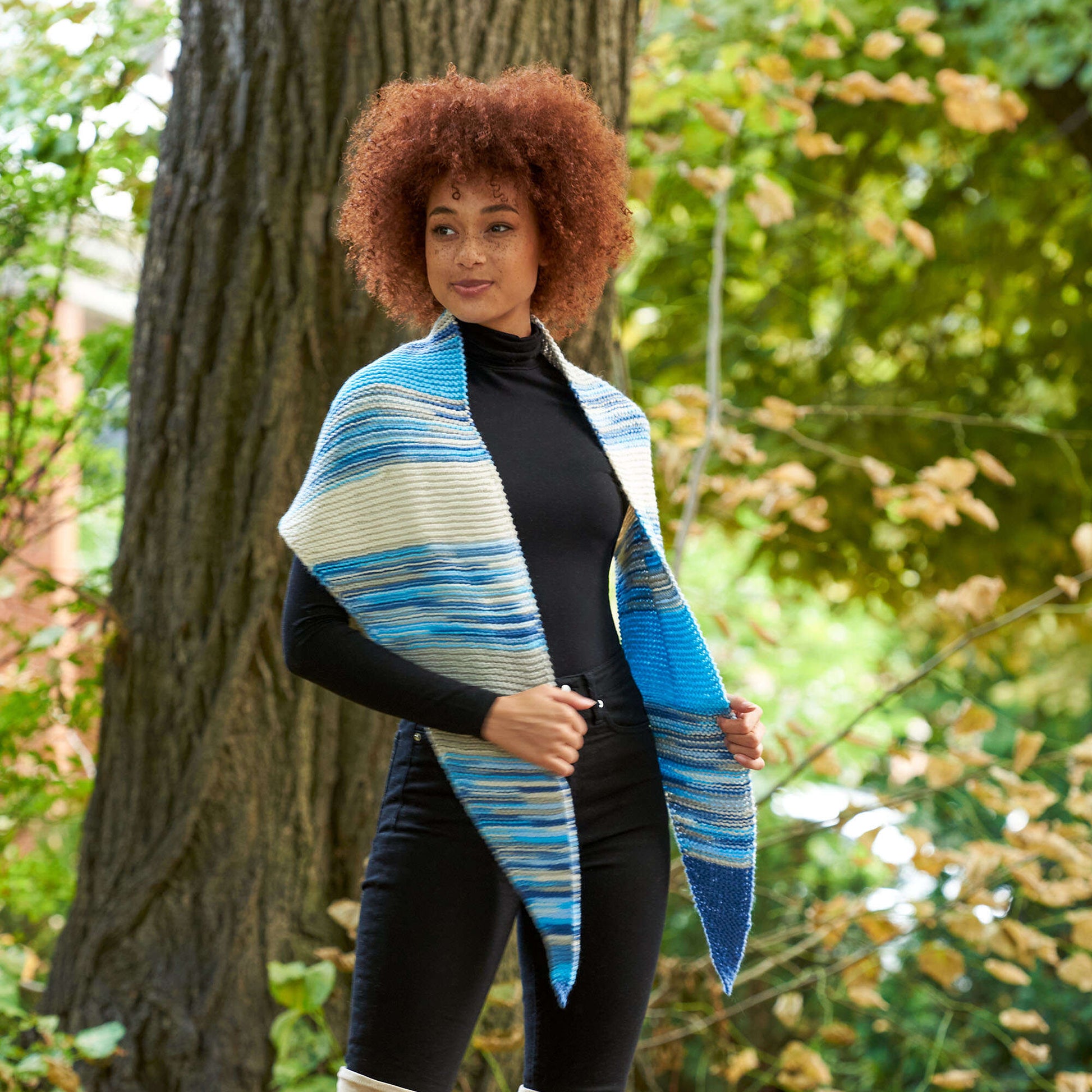 Free Beginner Red Heart Color Block Easy Garter Shawl Knitting Pattern ...