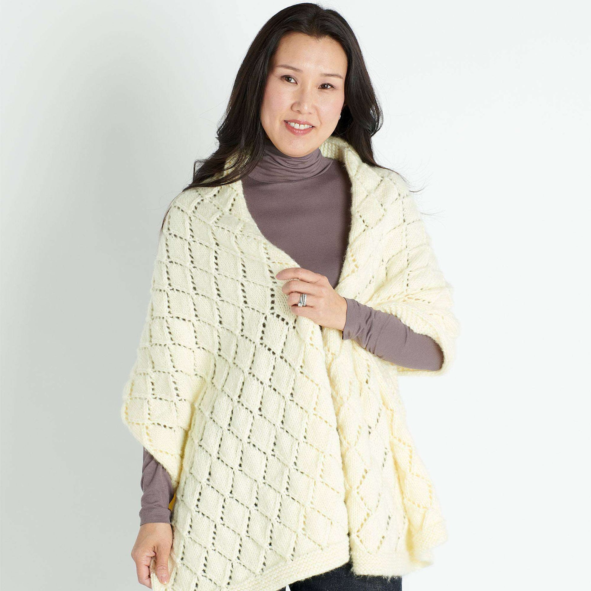 Free Red Heart Rectangular Pointelle Shawl Knitting Pattern ...