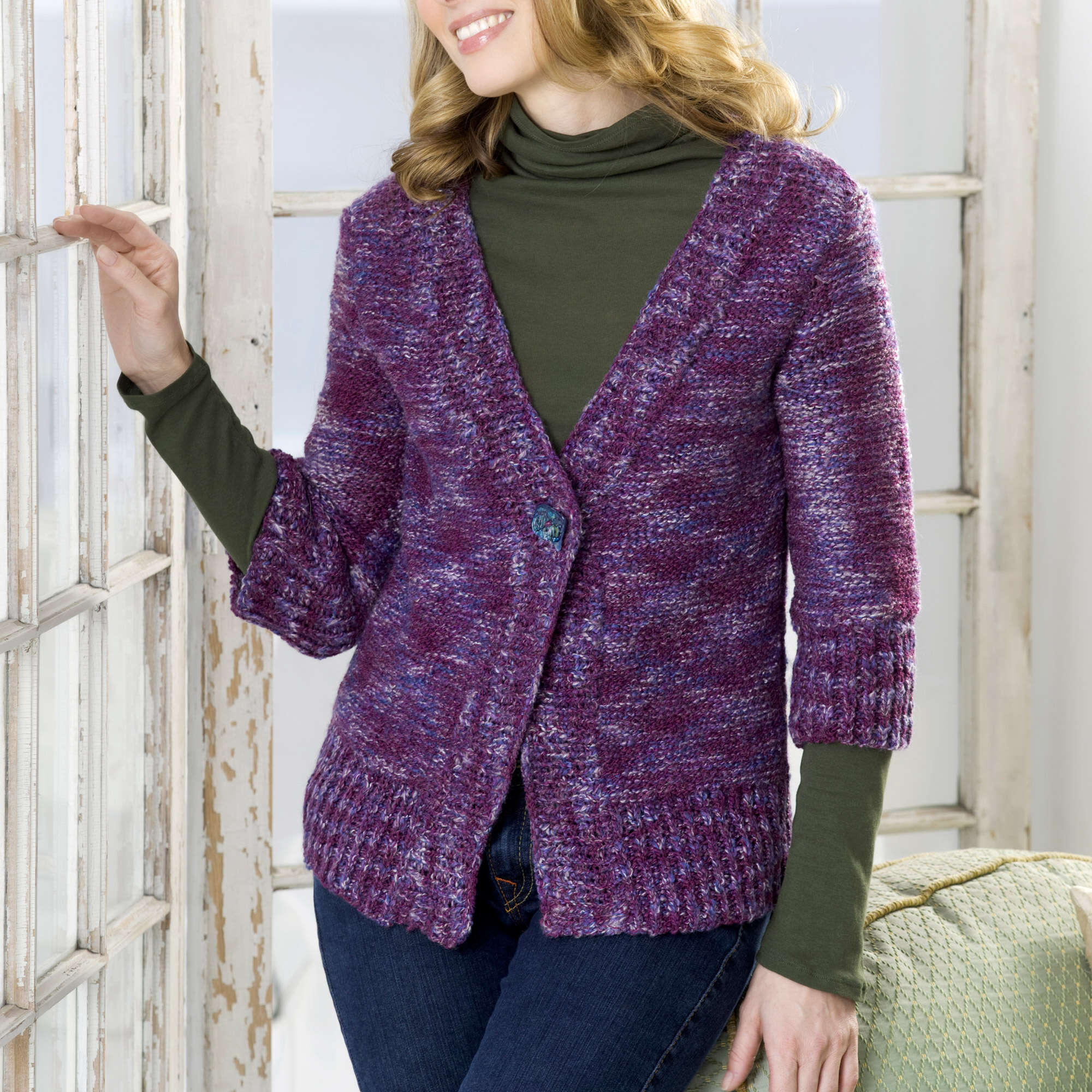 Free Red Heart Moment's Notice Knit Cardigan Pattern | Yarnspirations