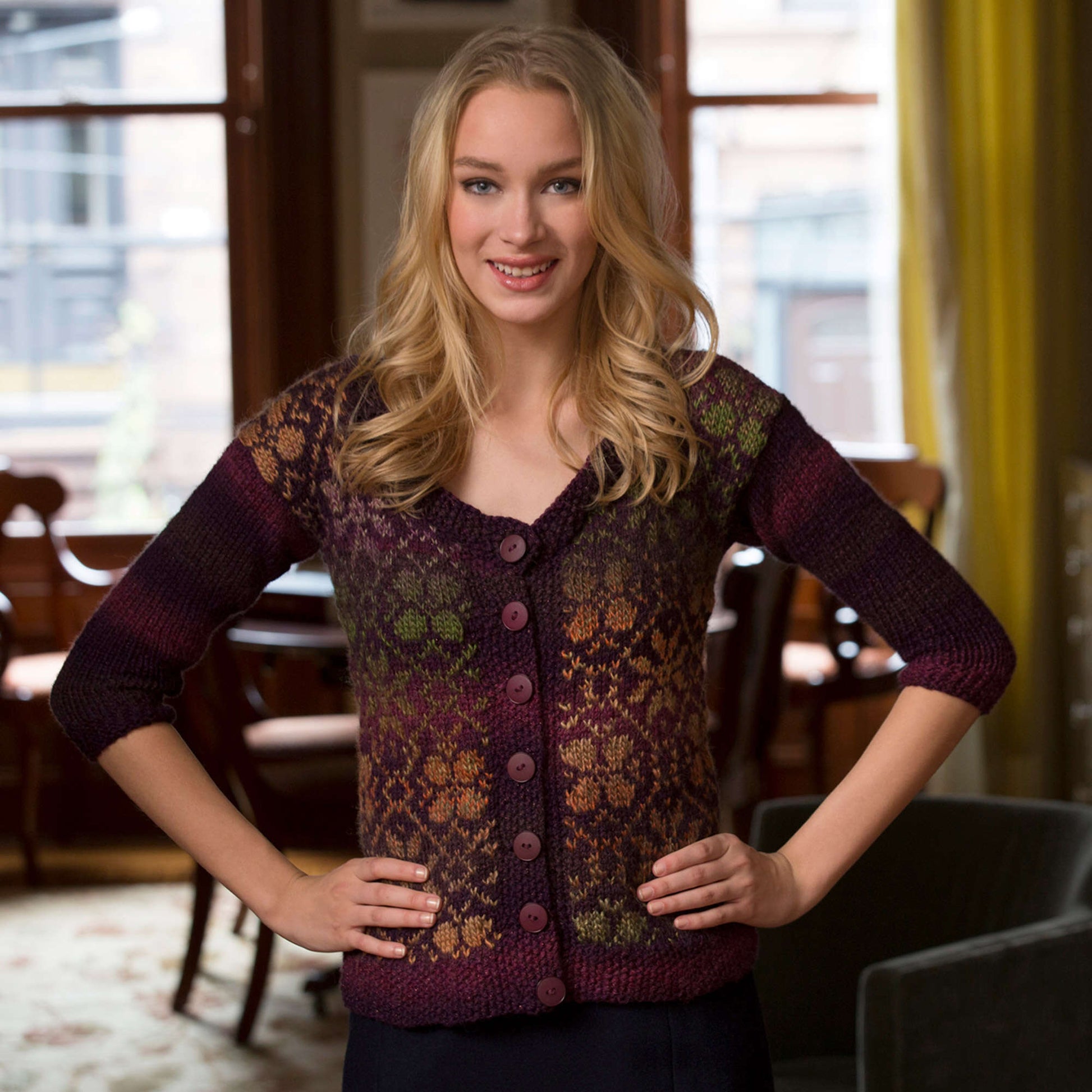 Free Red Heart Fair Isle Knit Cardigan Pattern | Yarnspirations