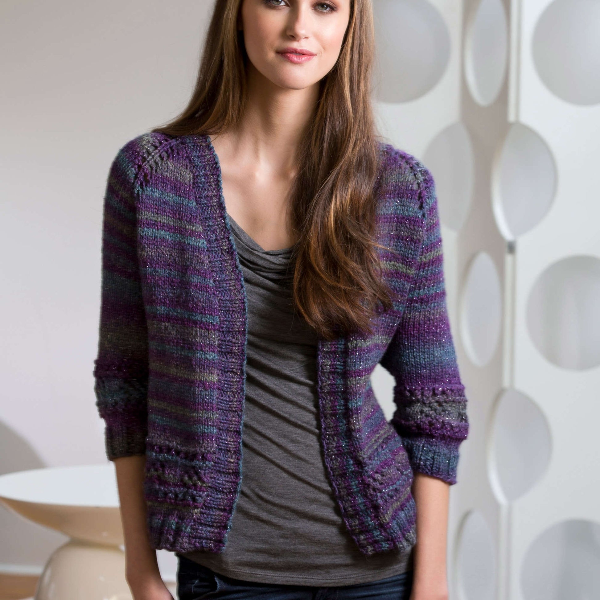 Free Red Heart Moon Shadows Knit Cardigan Pattern | Yarnspirations