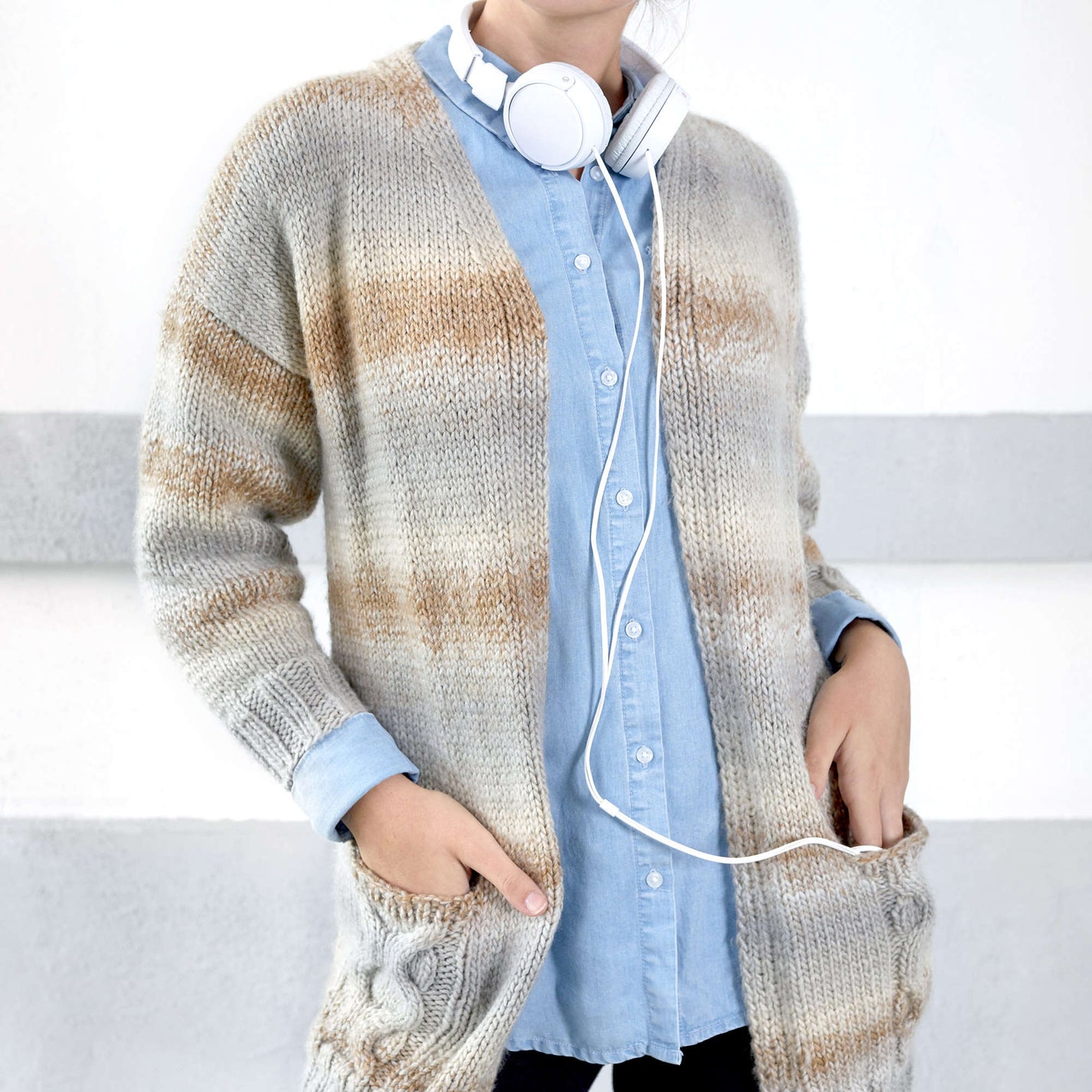 Free Red Heart Wandering Cables Knit Cardigan Pattern | Yarnspirations