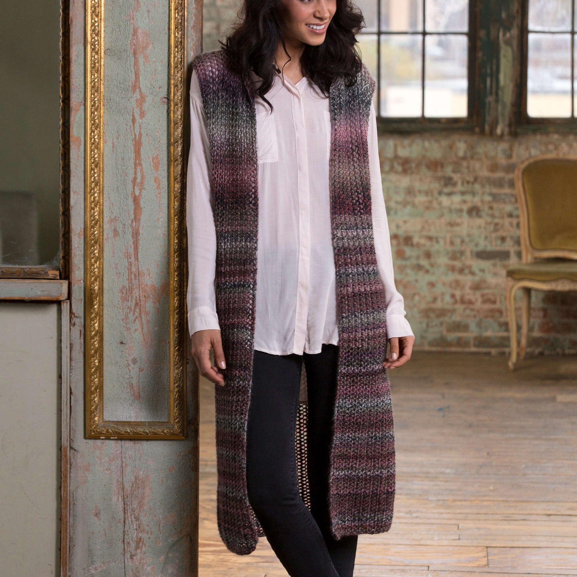 Free Red Heart Top-Down Long Vest Knitting Pattern | Yarnspirations