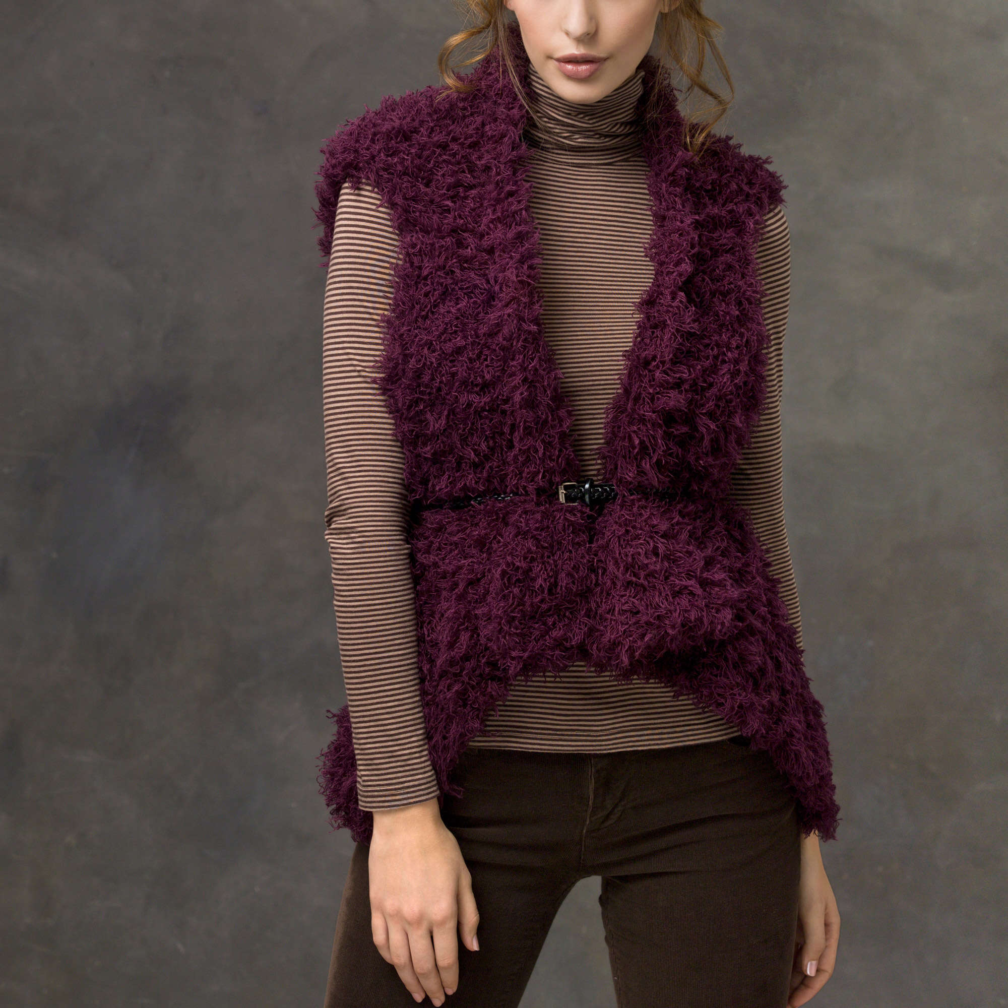 Free Easy Red Heart Gabrielle's Furry Vest Knitting Pattern ...