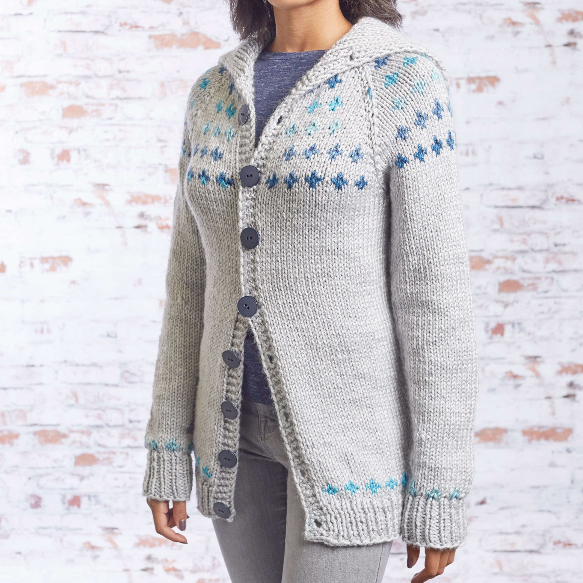 Free Red Heart Fair Isle Sweater Coat Knitting Pattern | Yarnspirations