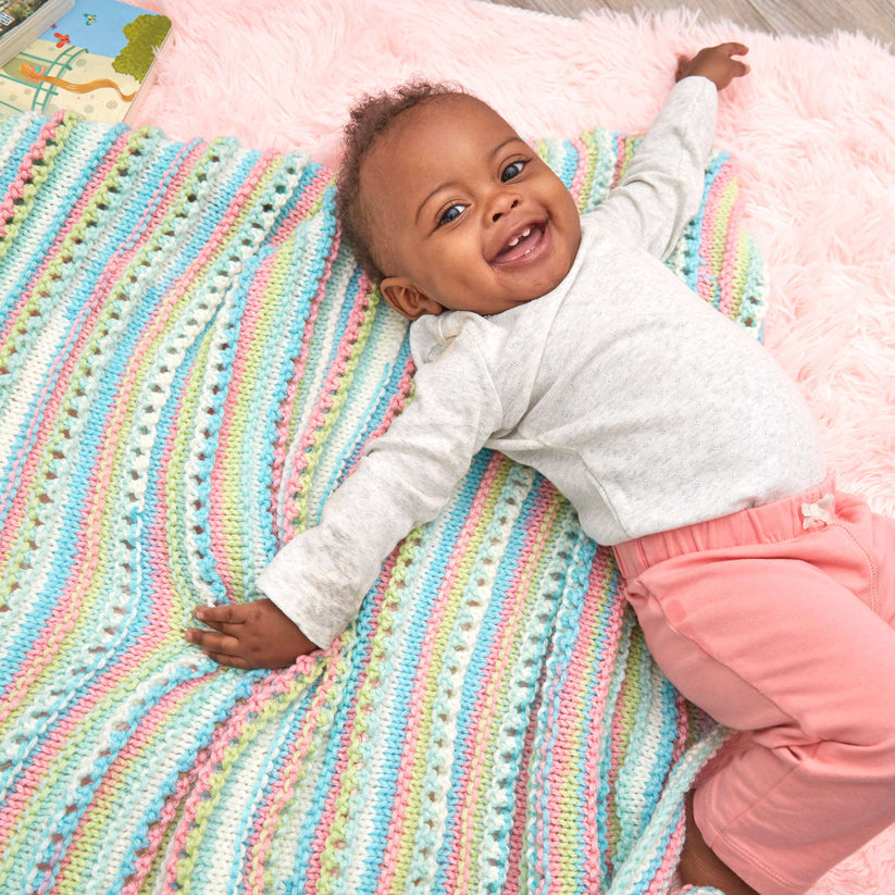 Red Heart Self-Striping Knit Baby Blanket | Yarnspirations