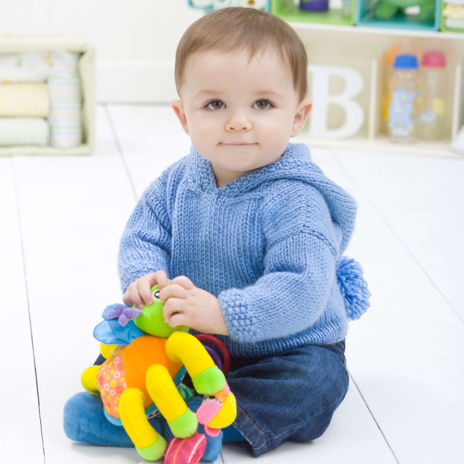 Free Easy Red Heart Playtime Hoodie Knitting Pattern | Yarnspirations