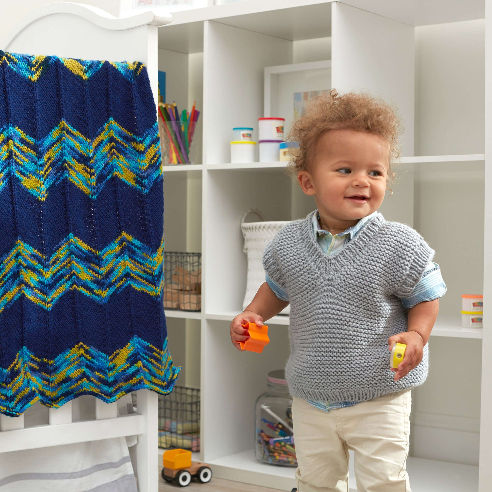 Free Easy Red Heart Baby's Play Vest Knitting Pattern | Yarnspirations