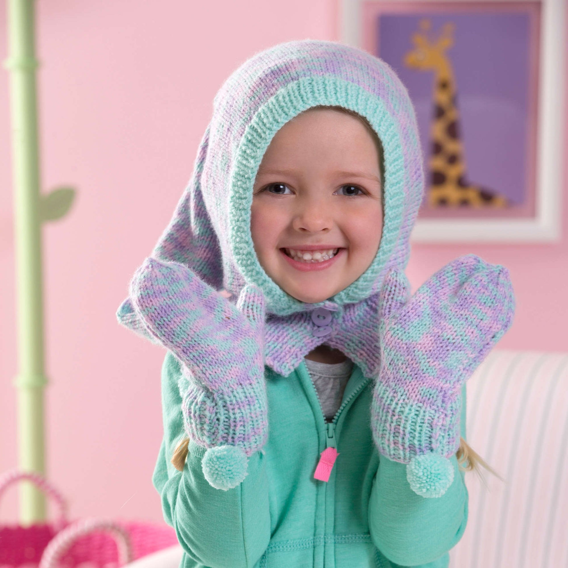 Red Heart Child's Ski Hood & Mittens | Yarnspirations