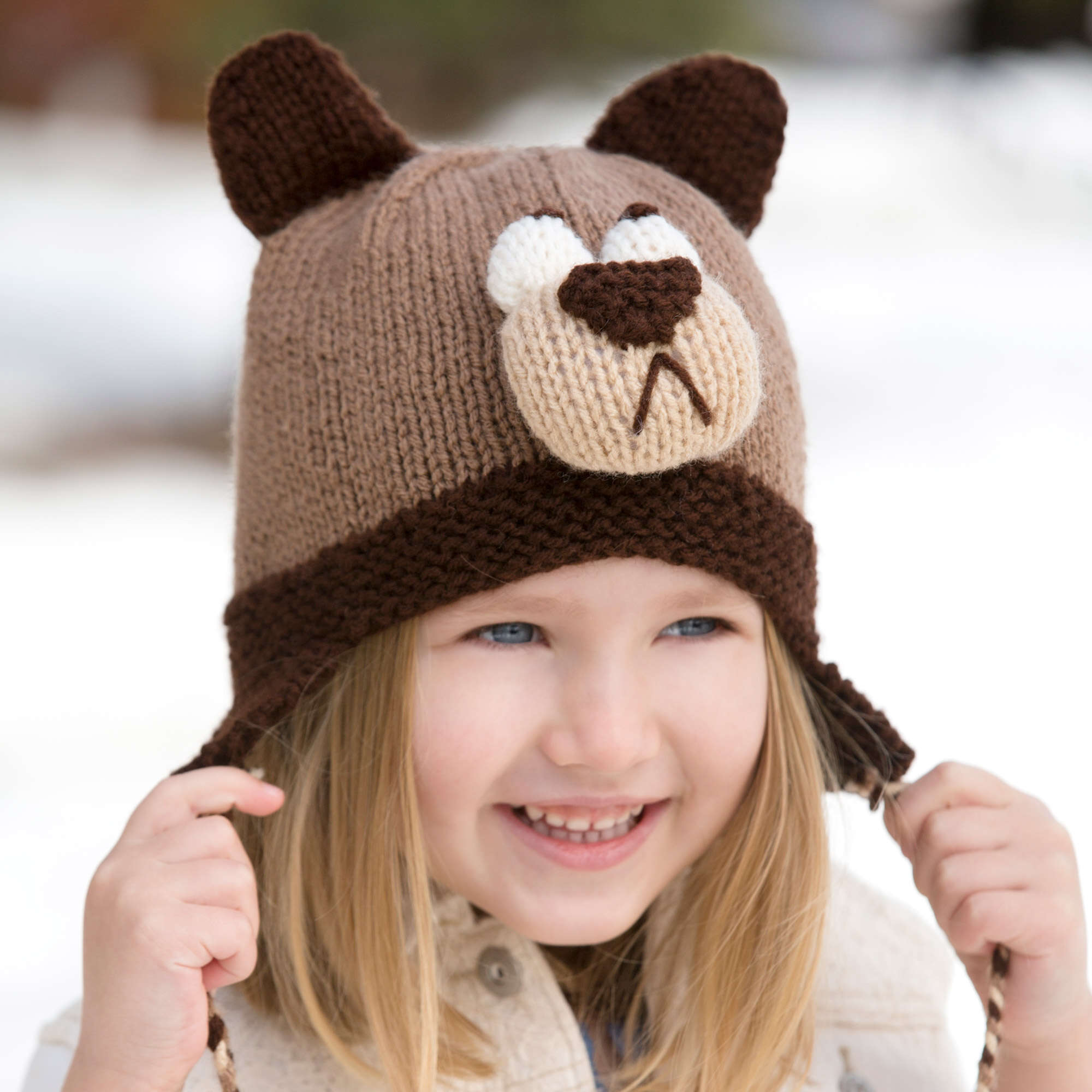 Free Red Heart Bashful Bear Hat Knitting Pattern | Yarnspirations