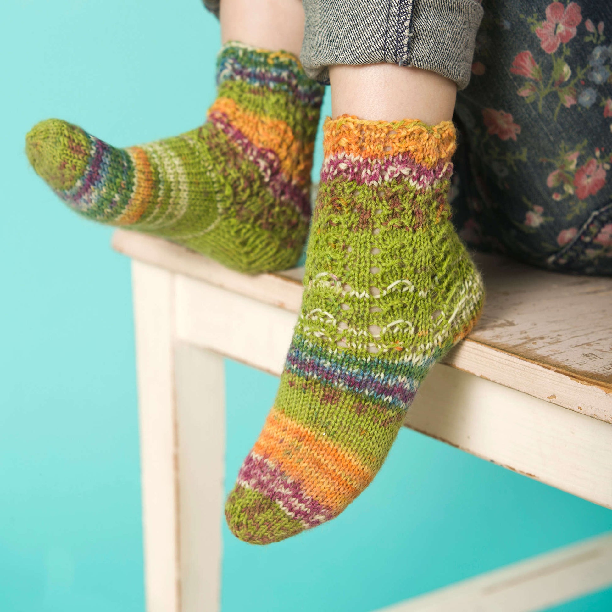 Free Red Heart Girl's Lacy Socks Knitting Pattern | Yarnspirations