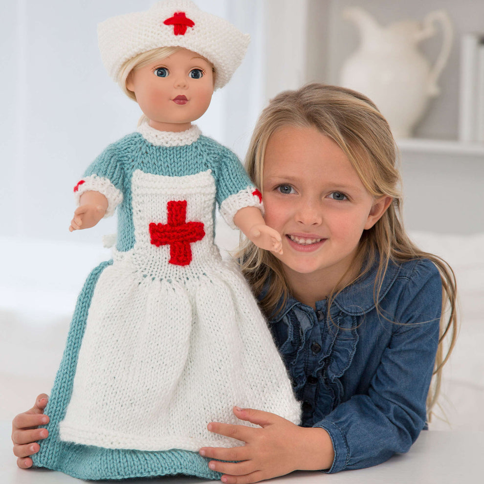 Free Red Heart Caring Nurse Doll to Knit Knitting Pattern | Yarnspirations