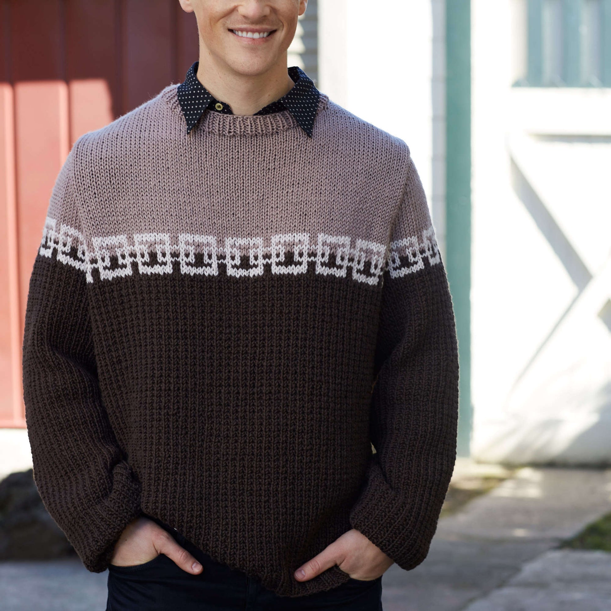 Free Red Heart Structure Chic Sweater Knitting Pattern | Yarnspirations