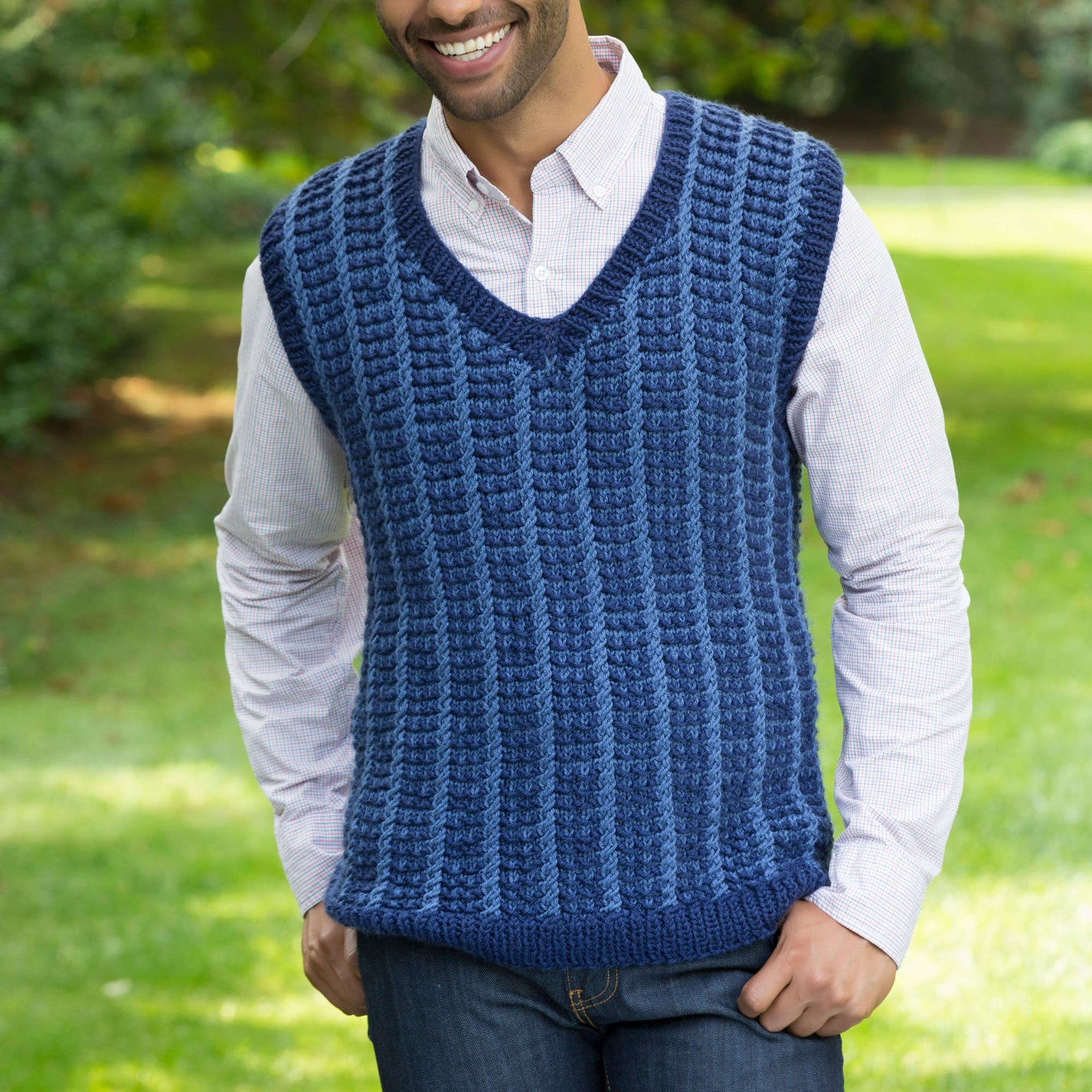 Free Red Heart Men's Mosaic Vest Pattern | Yarnspirations
