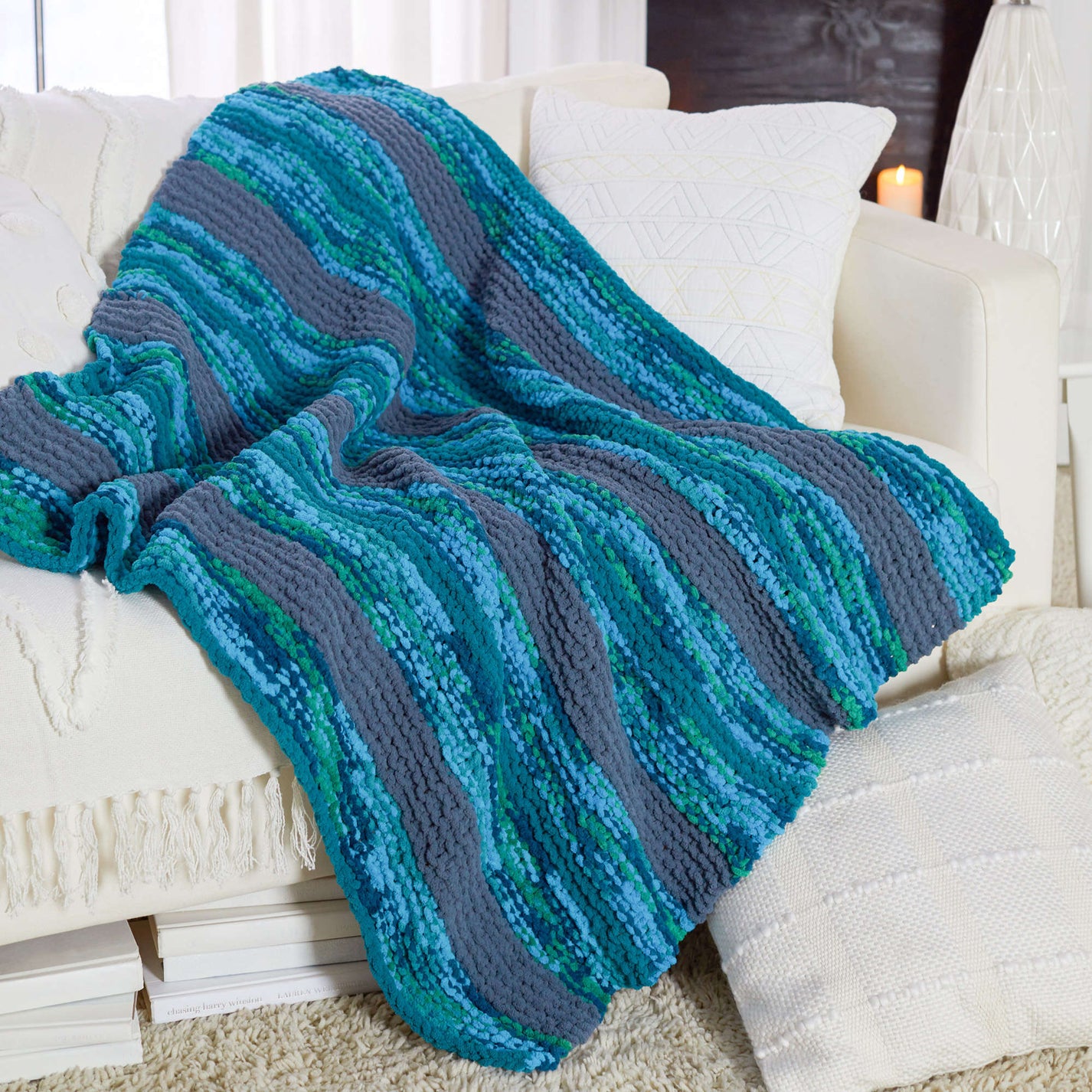 Free Beginner Red Heart Cozy-Up throw Knitting Pattern | Yarnspirations