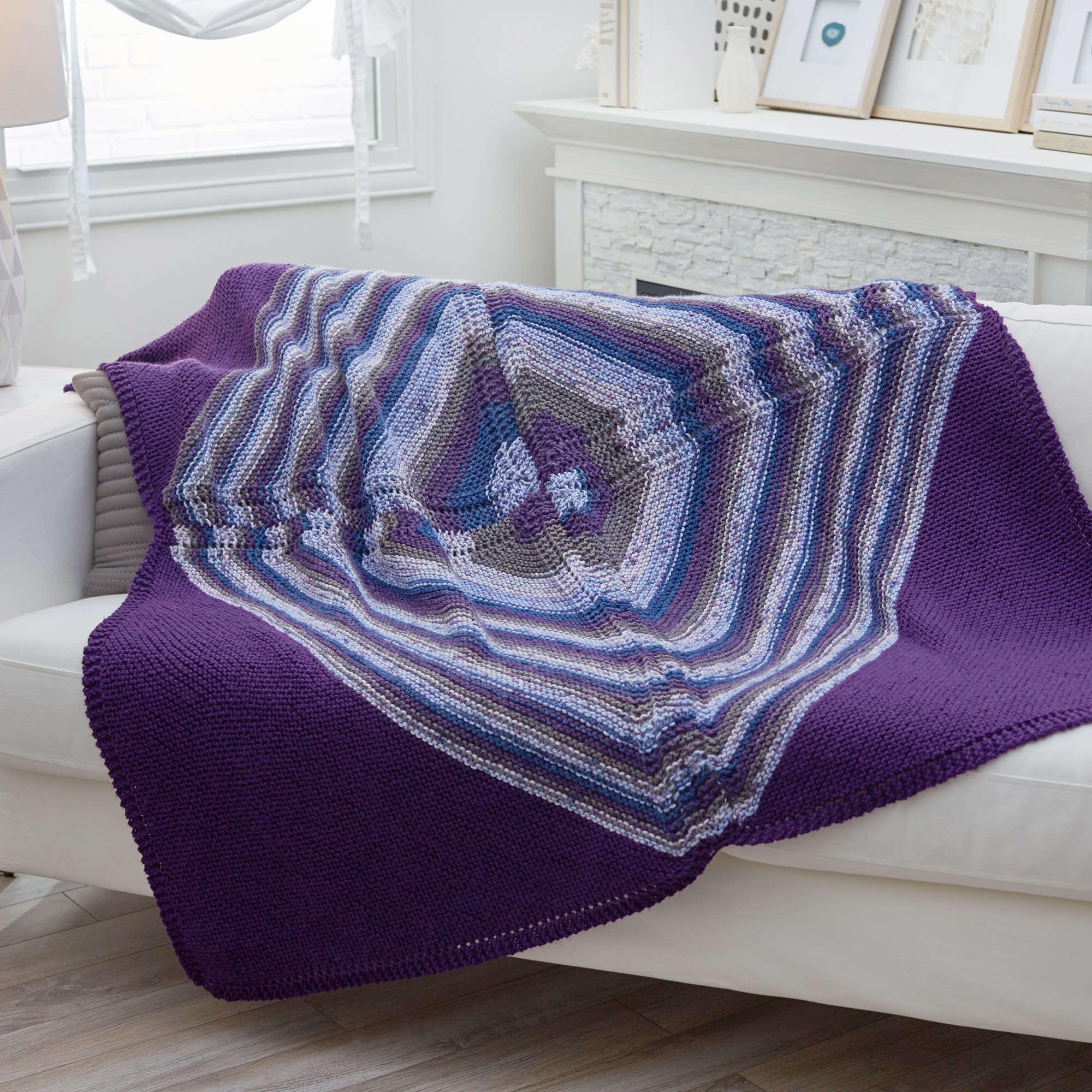 Free Easy Red Heart Four-Square Diagonal Throw Knitting Pattern ...