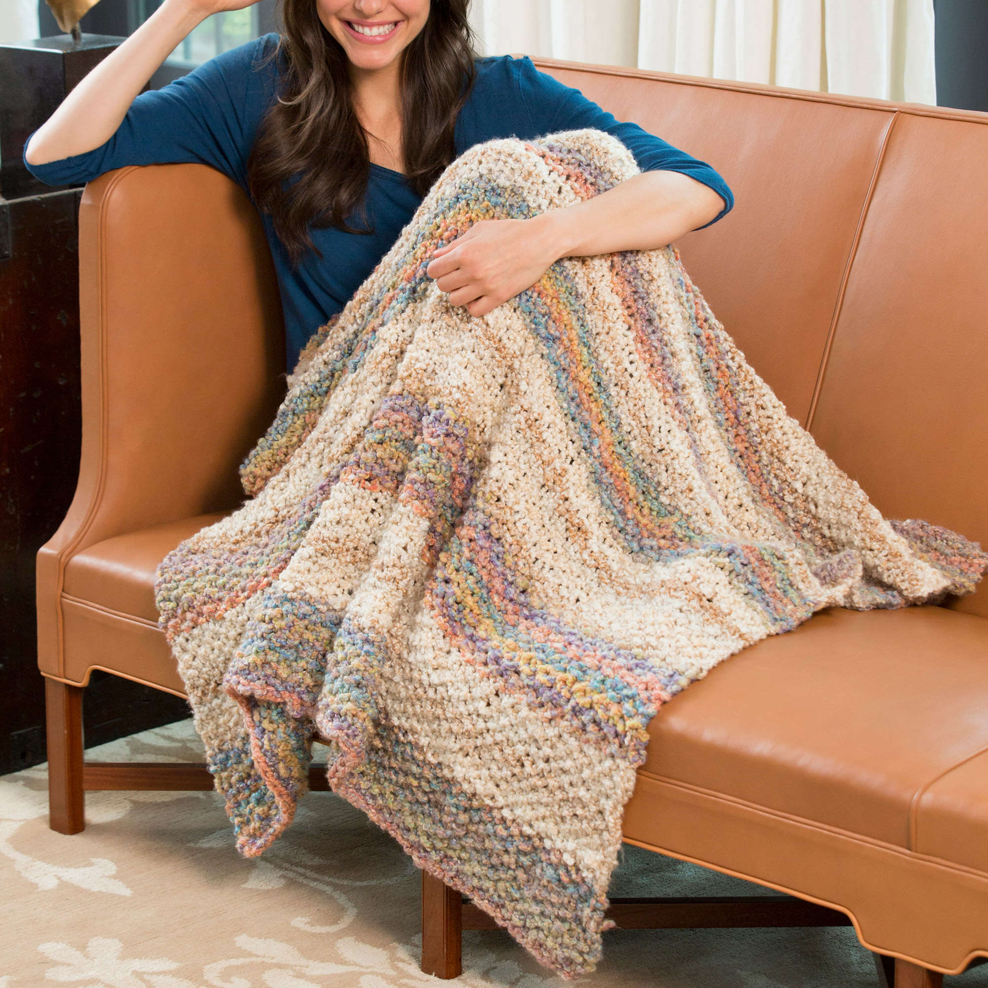 Free Easy Red Heart Natural Beauty Throw Knitting Pattern | Yarnspirations