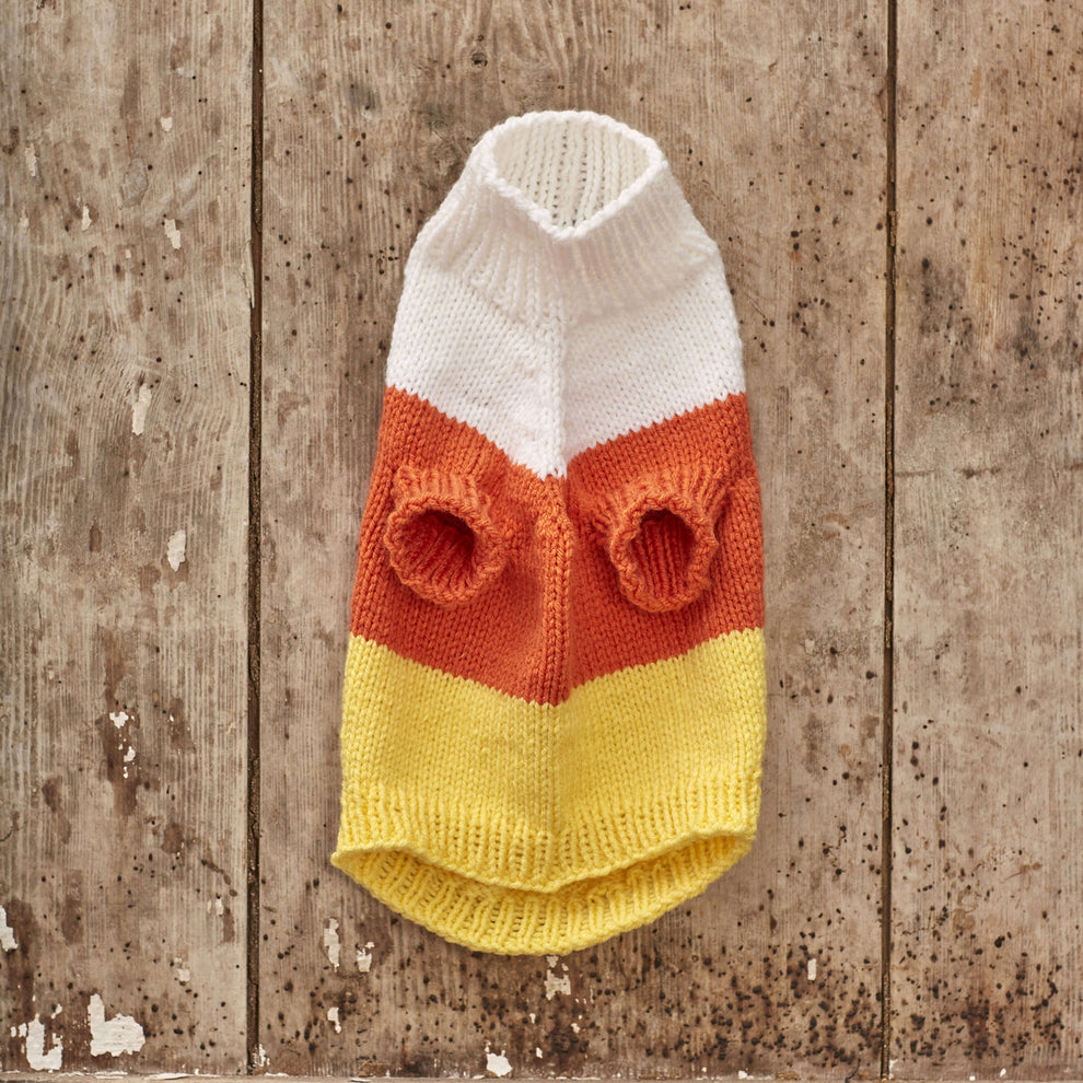 Free Red Heart Candy Corn Dog Sweater Knitting Pattern | Yarnspirations