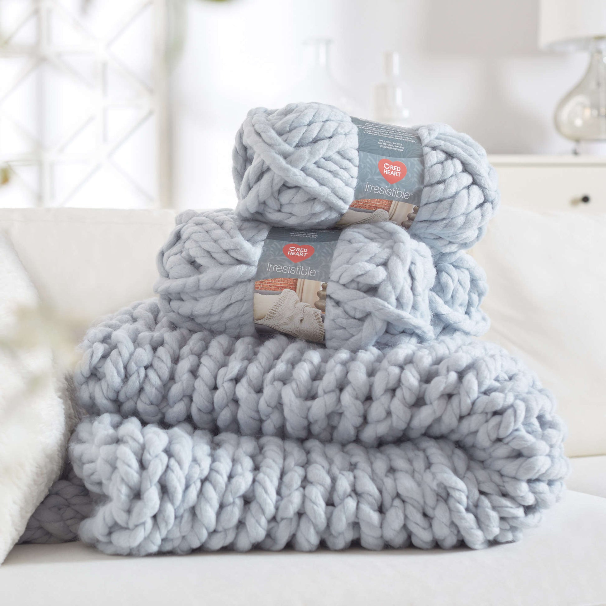 Red Heart No-Needles Knit Blanket | Yarnspirations