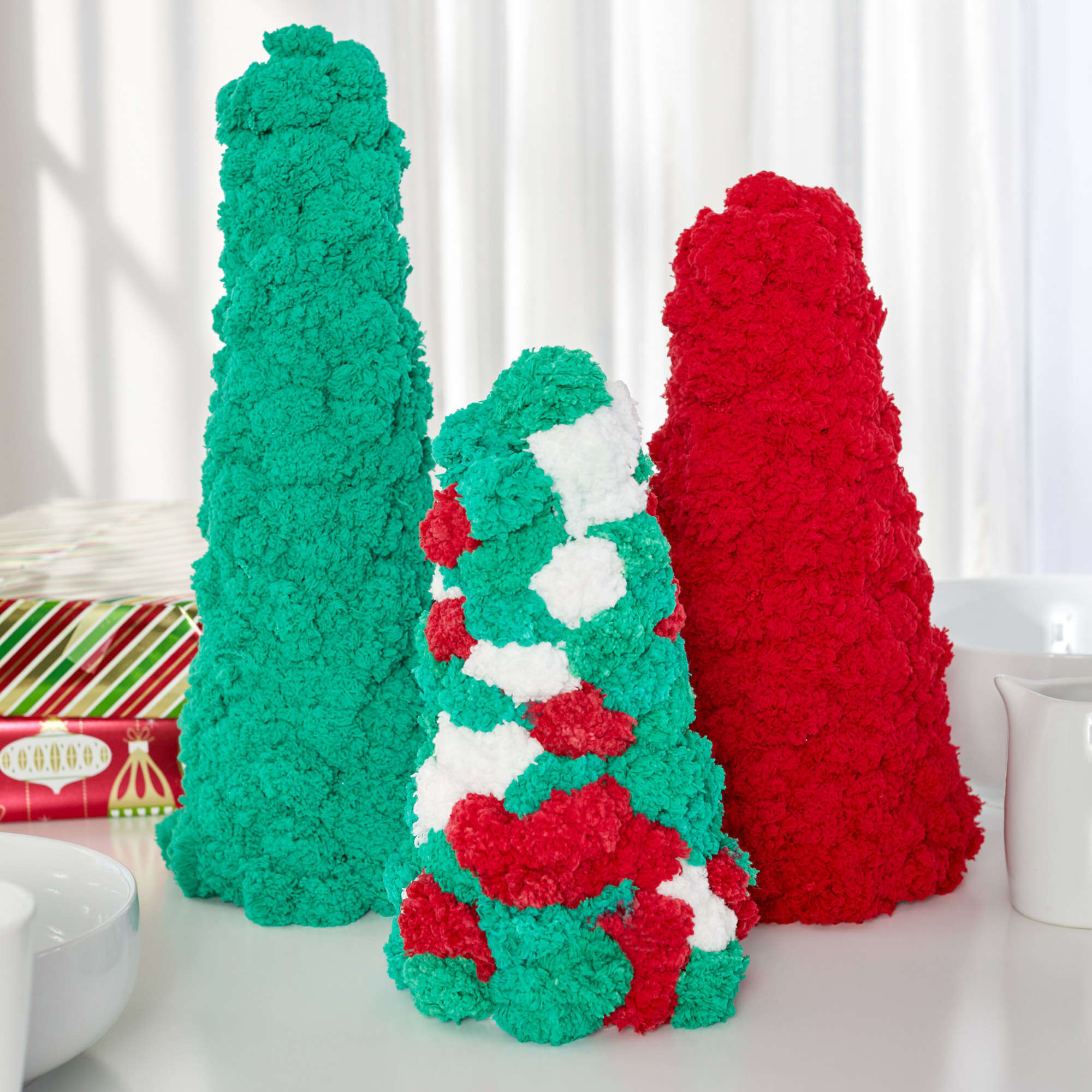 Free Beginner Red Heart Trio of Holiday Trees Craft Pattern ...