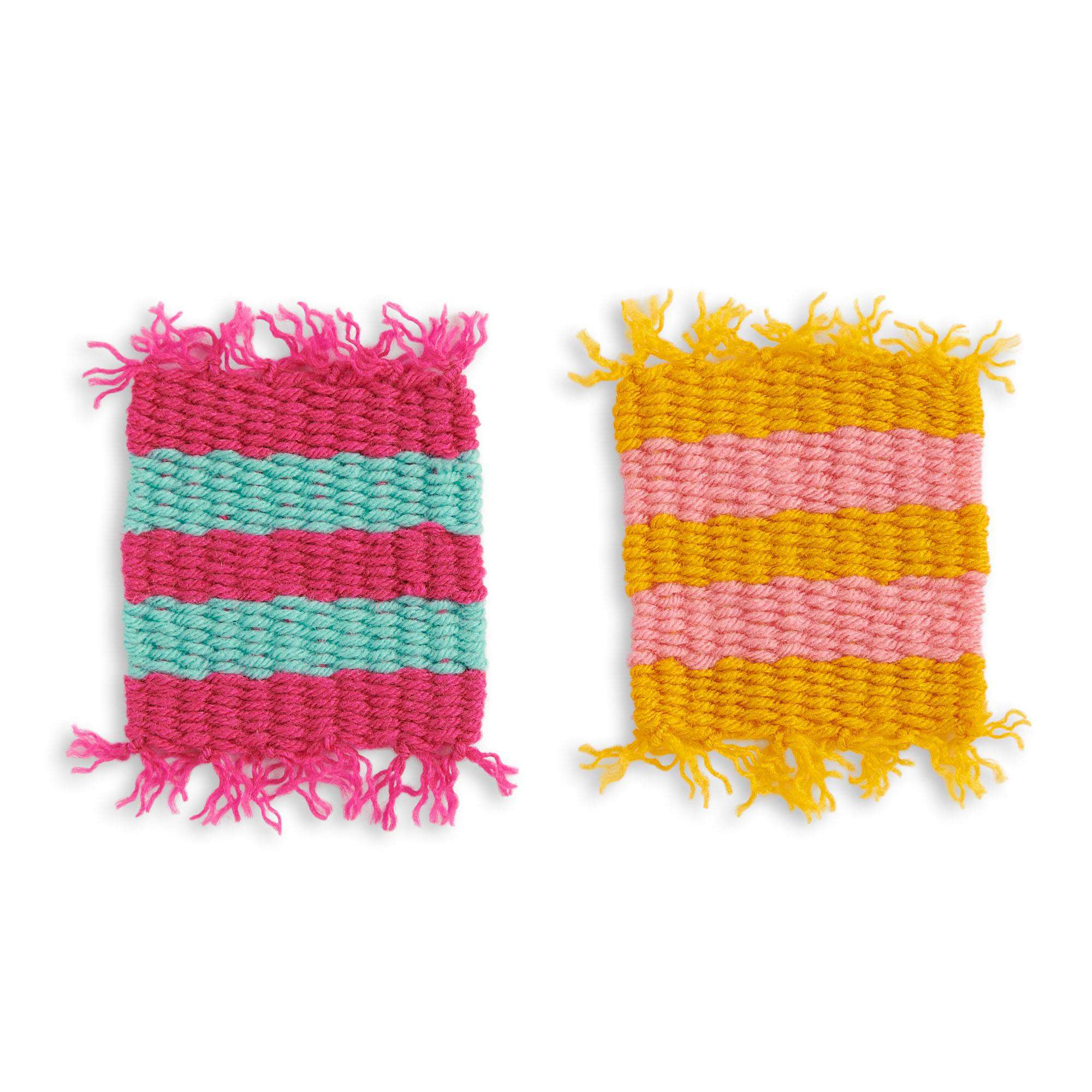 Free Beginner Red Heart Woven Coasters Craft Pattern | Yarnspirations