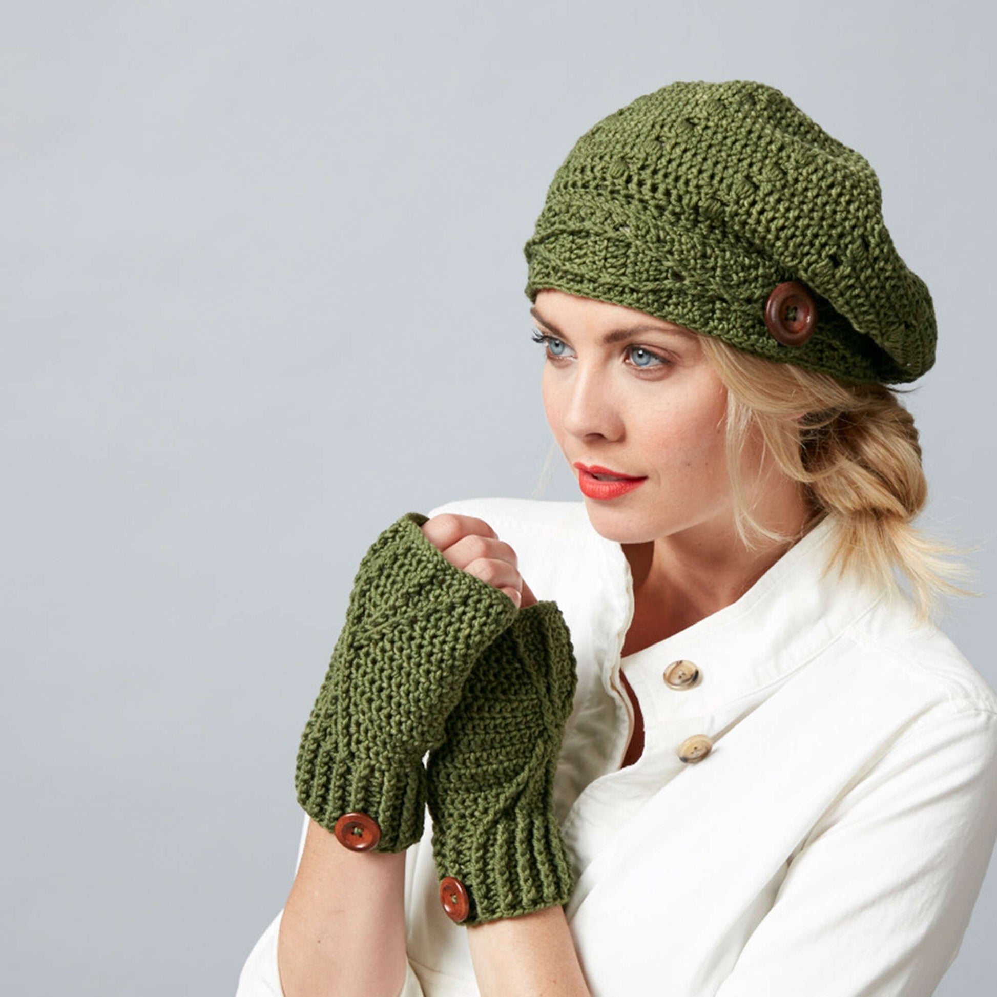 Free Sugar Bush Riverside Button Slouchy Hat & Fingerless Gloves ...